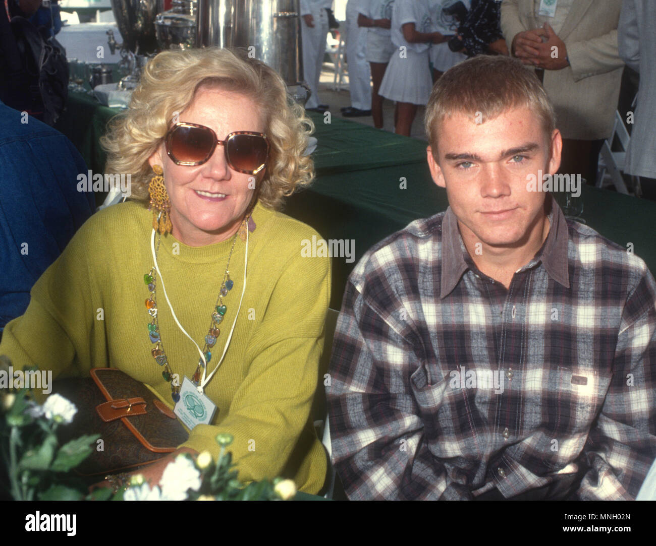 PACIFIC PALISADES, CA - OCTOBER 6: (L-R) Diane Schroeder and son Actor ...