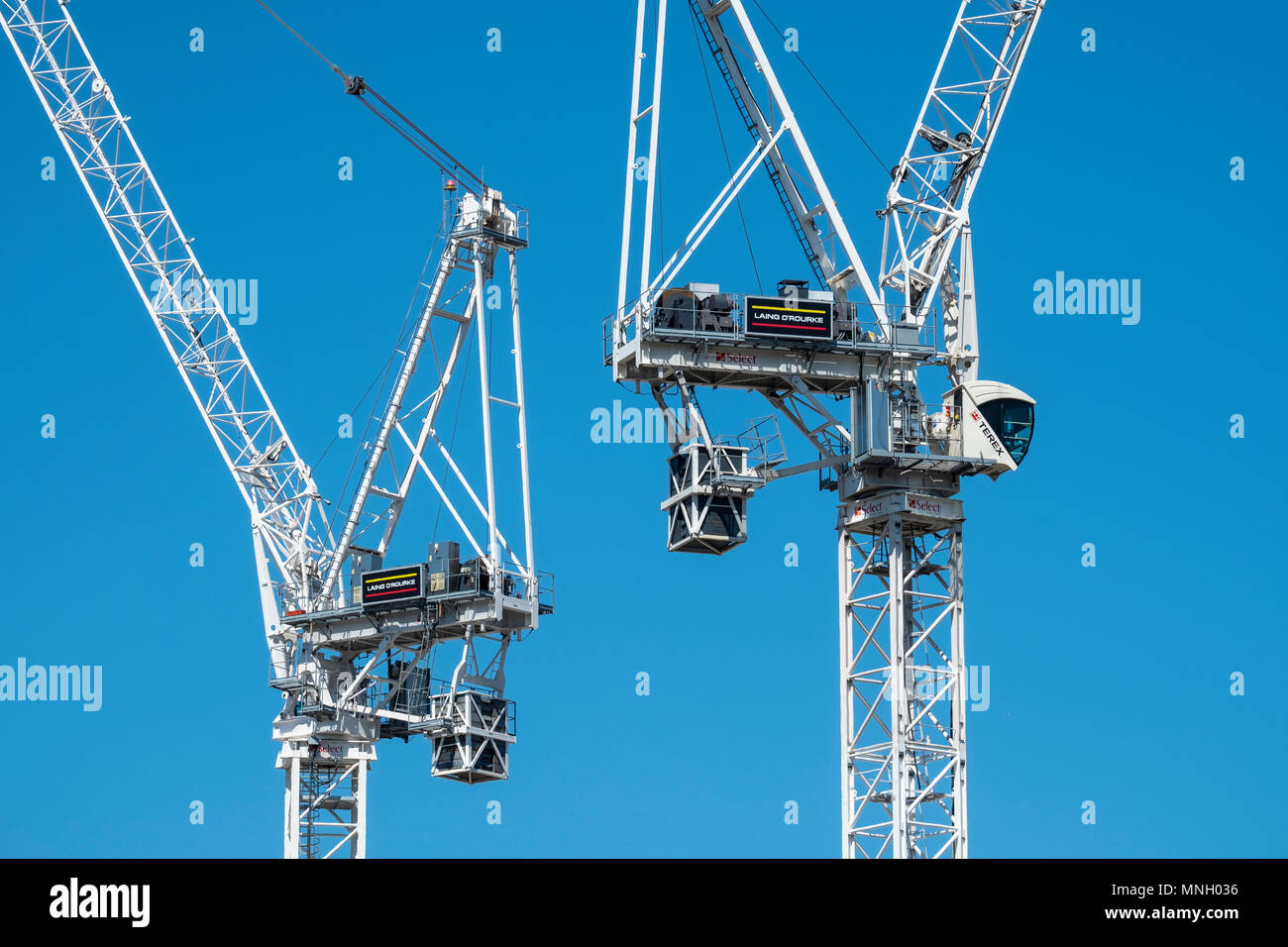 Construction tower cranes at construction site of New St James Centre ...