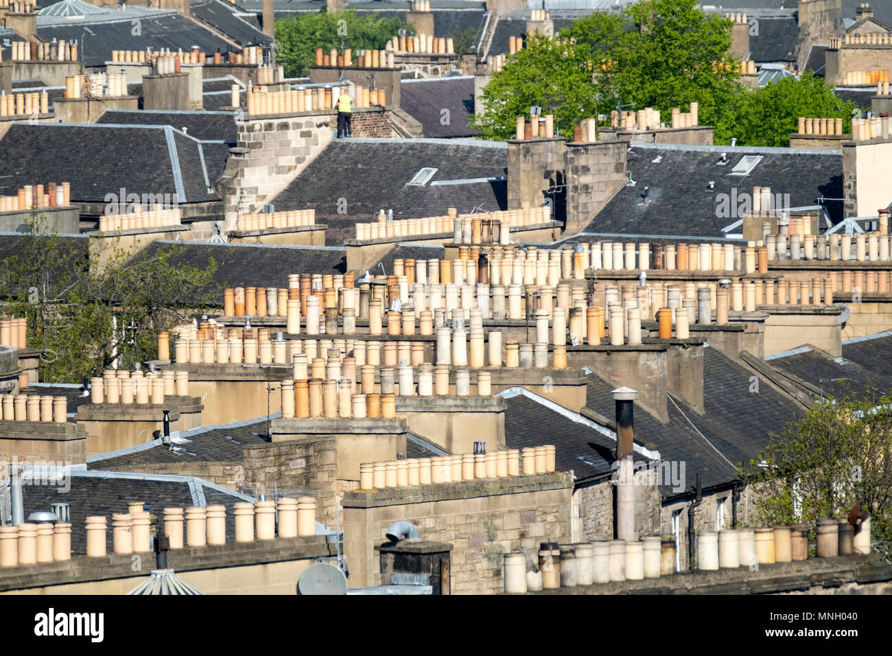 View over rooftops of the New Town in Edinburgh, Scotland, United ...