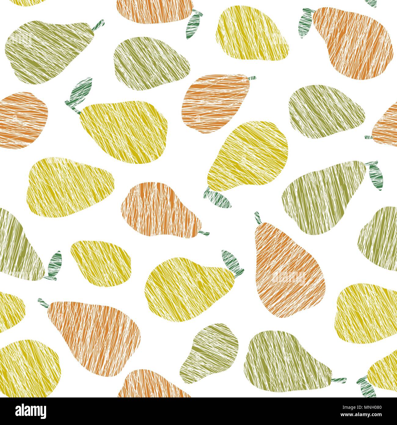 Colorful pear pattern. Summer harvest background. Seamless image with ...