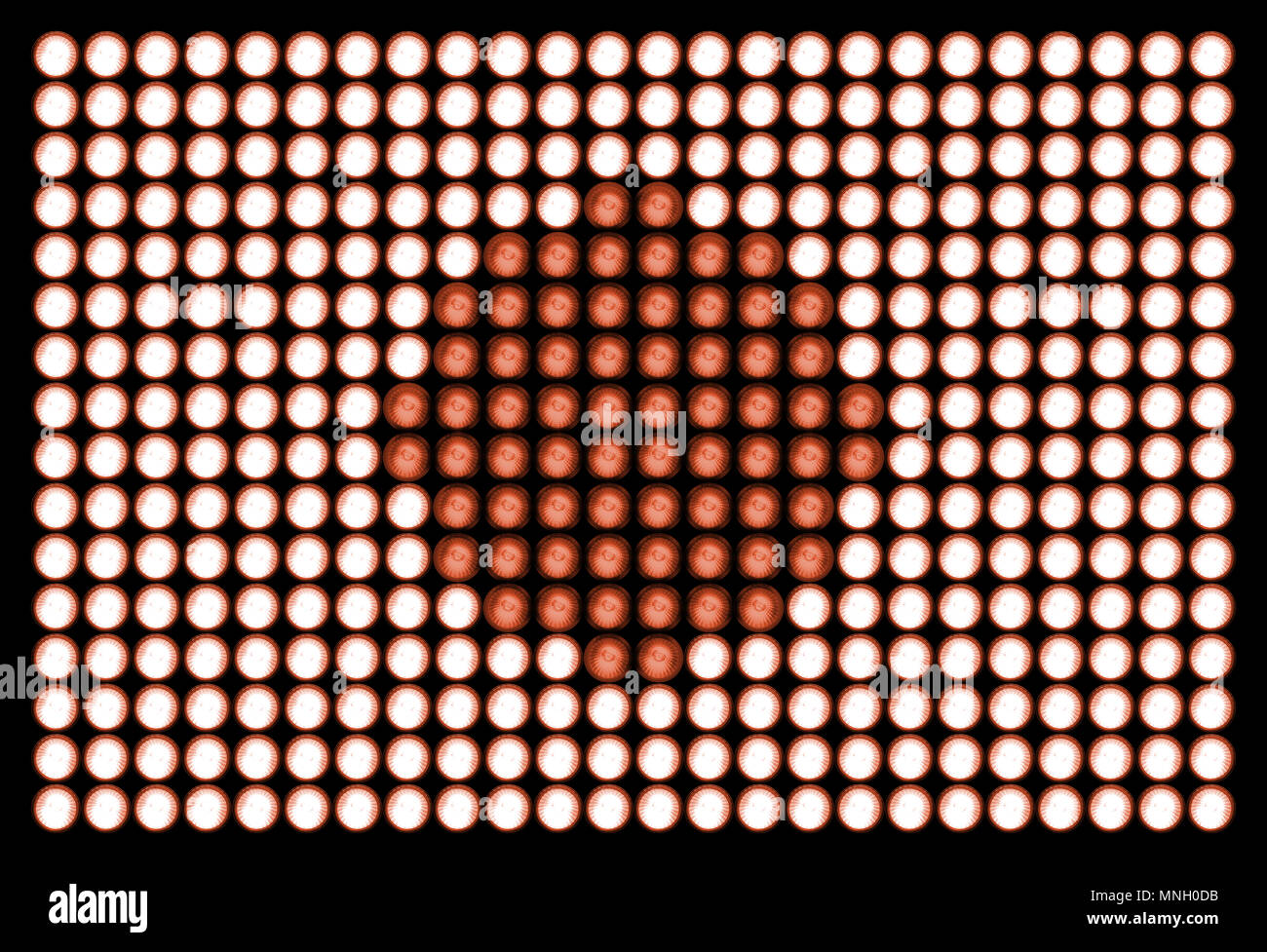 Flag of japan, made of led bulbs, each taken at short exposures, to ...