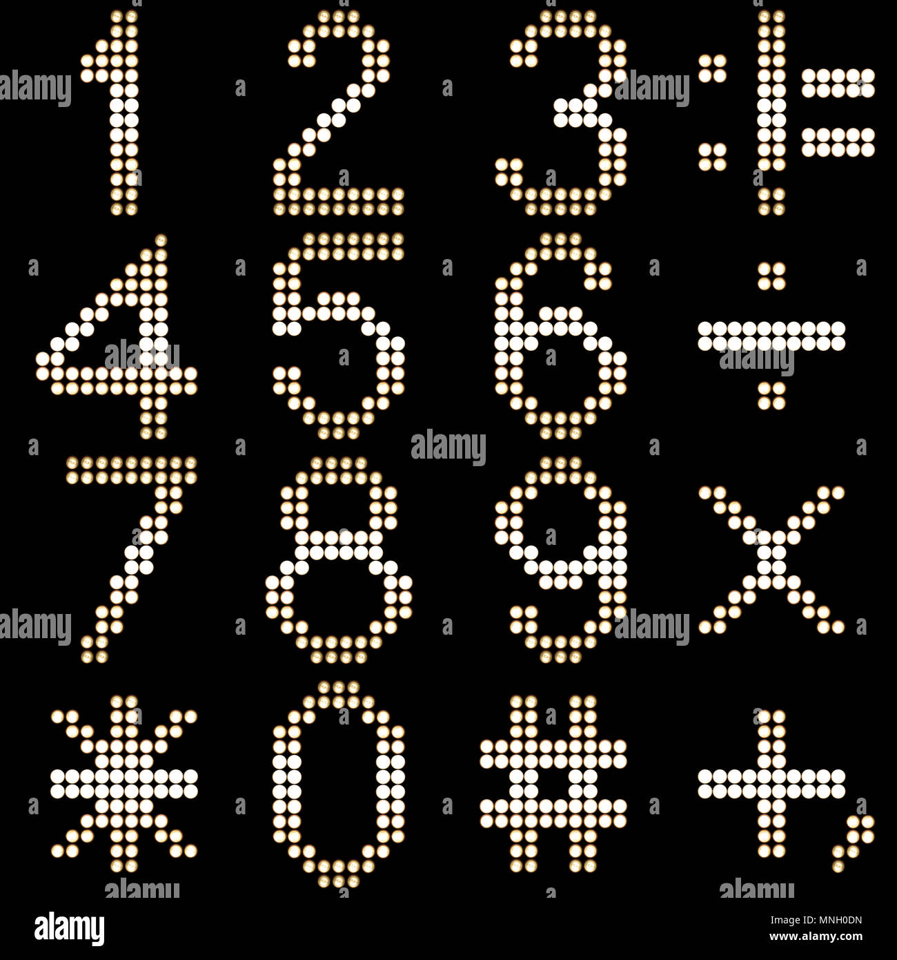 Led numbers set, each lamp photographed with various exposures to ...