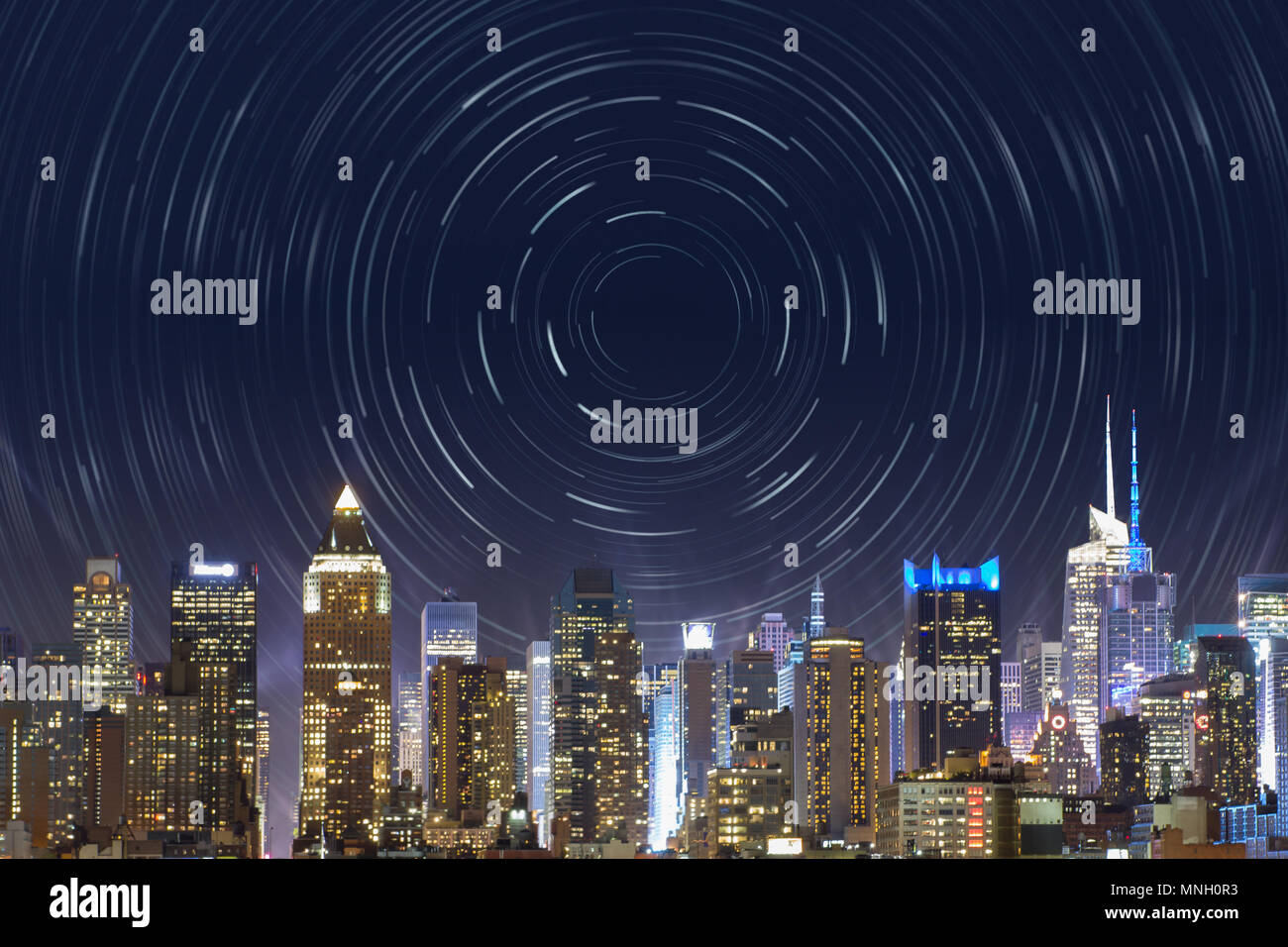 New york city, midtown manhattan, view from the outside to the bright ...