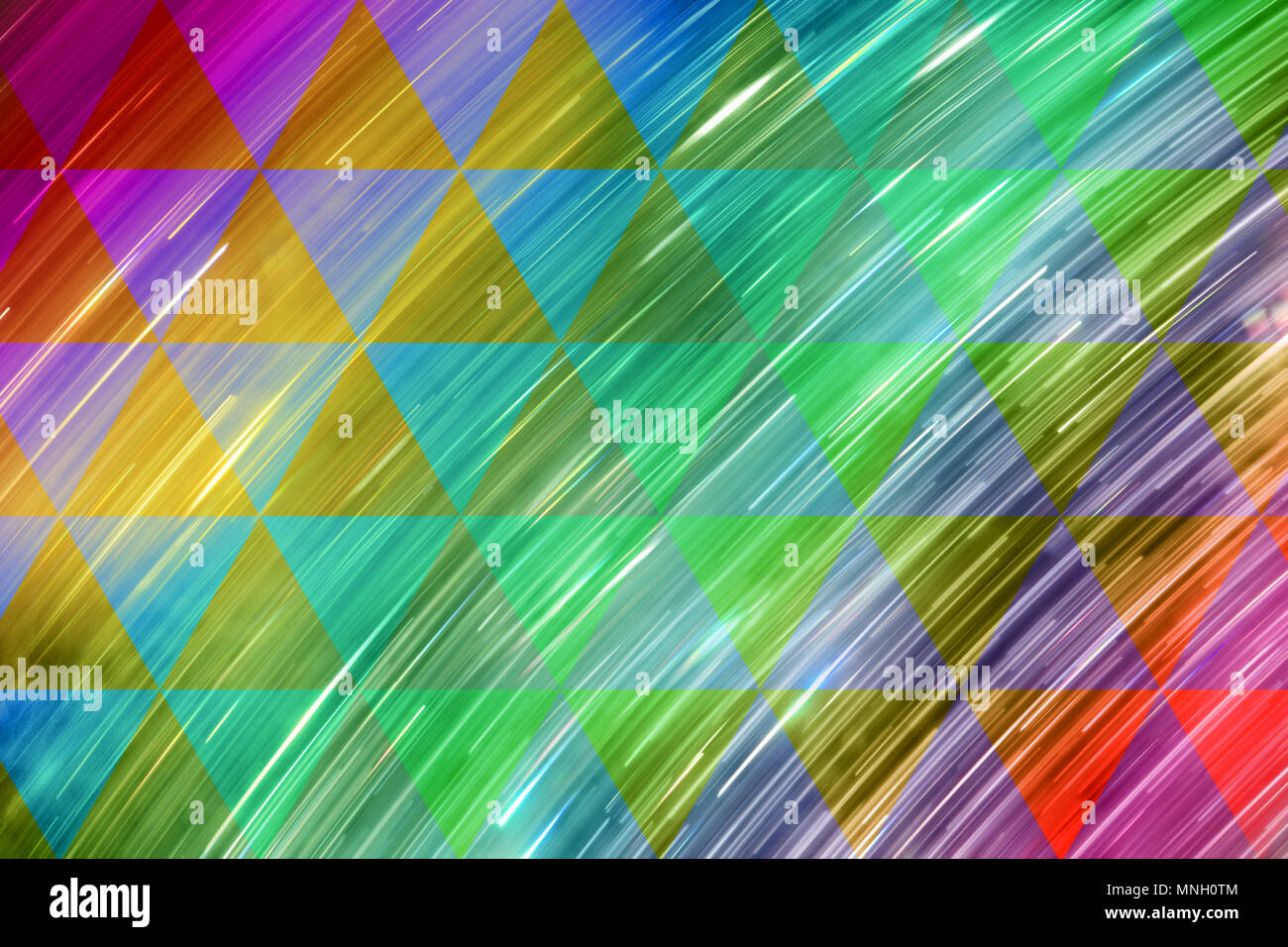 Light motion rays with rainbow reflections and a transparent triangular ...