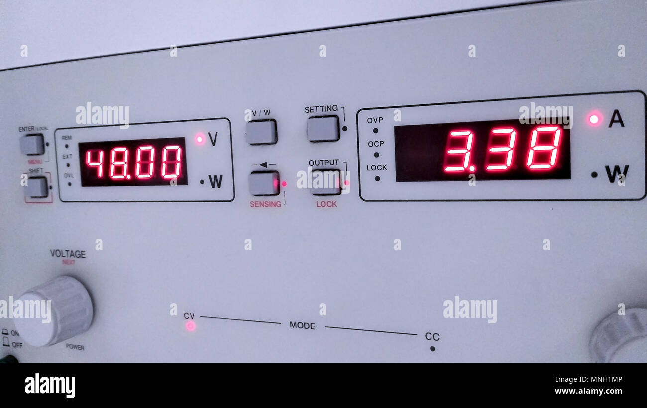 close up the display of programmable DC power supply Stock Photo - Alamy