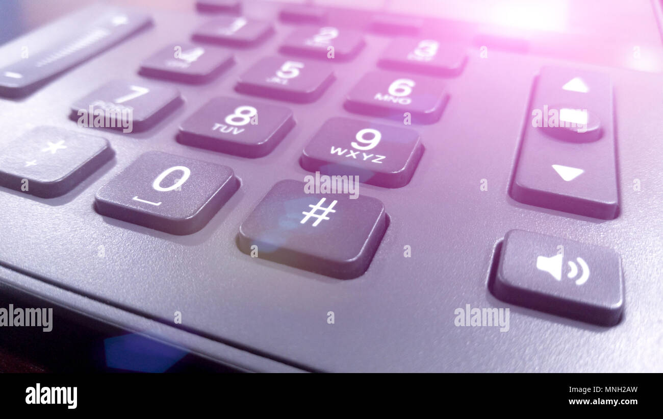 close up on the numbers on the keypad phone, fixed phone Stock Photo ...