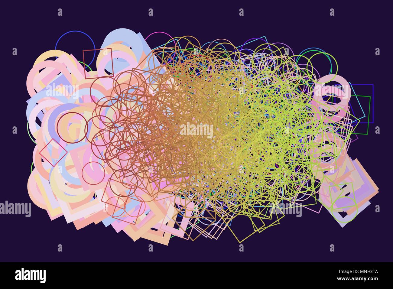 Color abstract ellipse & square box pattern generative art background. Vector illustration ...
