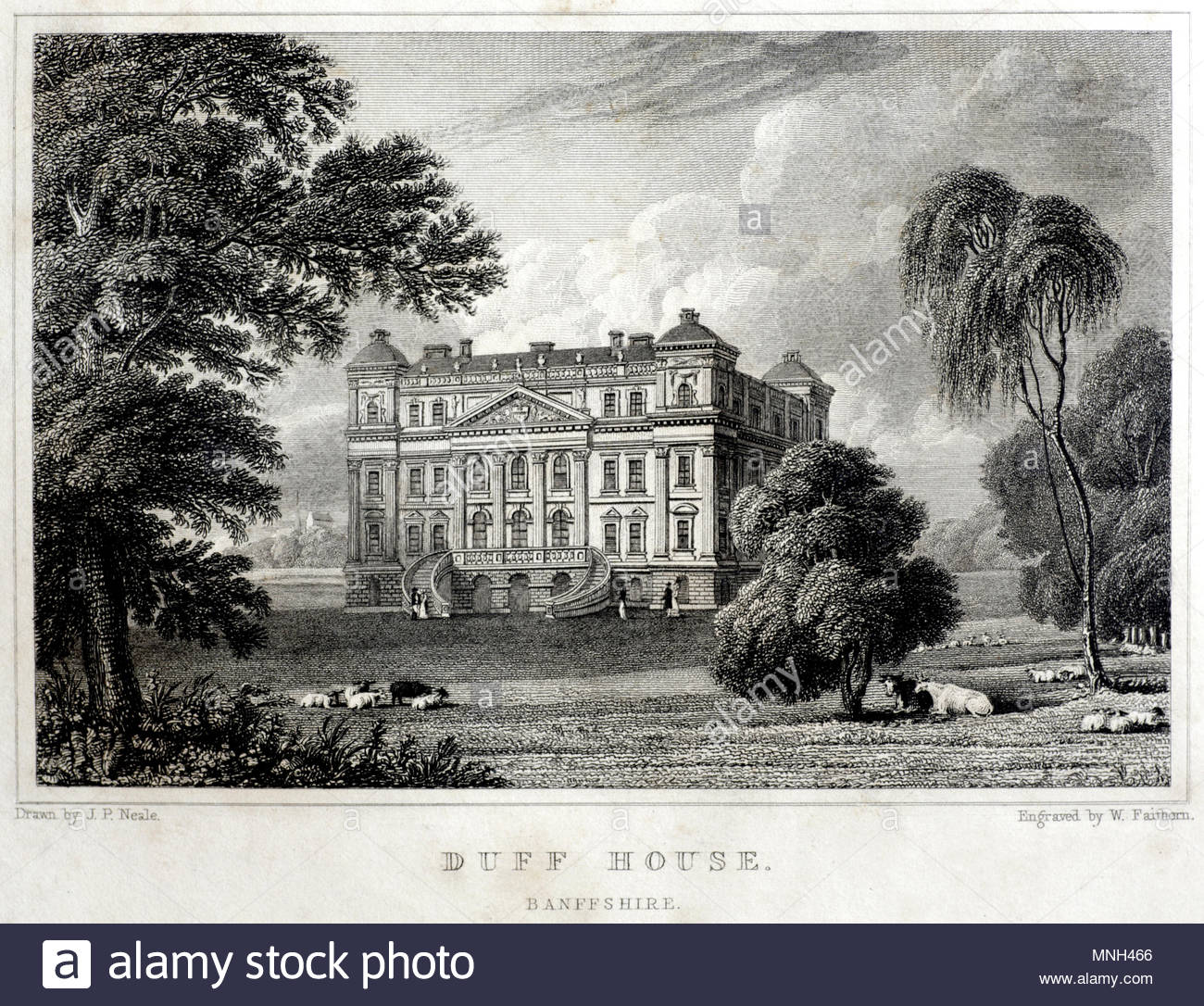 Duff House, Banffshire, antique engraving from 1829 Stock Photo - Alamy