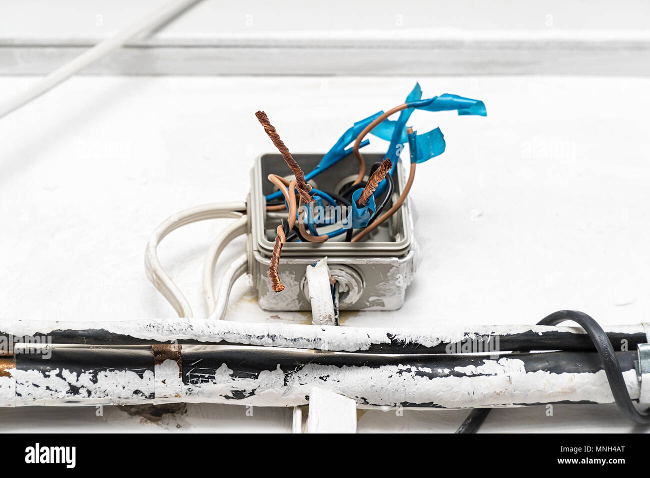 Hazard electrical wiring Stock Photo - Alamy