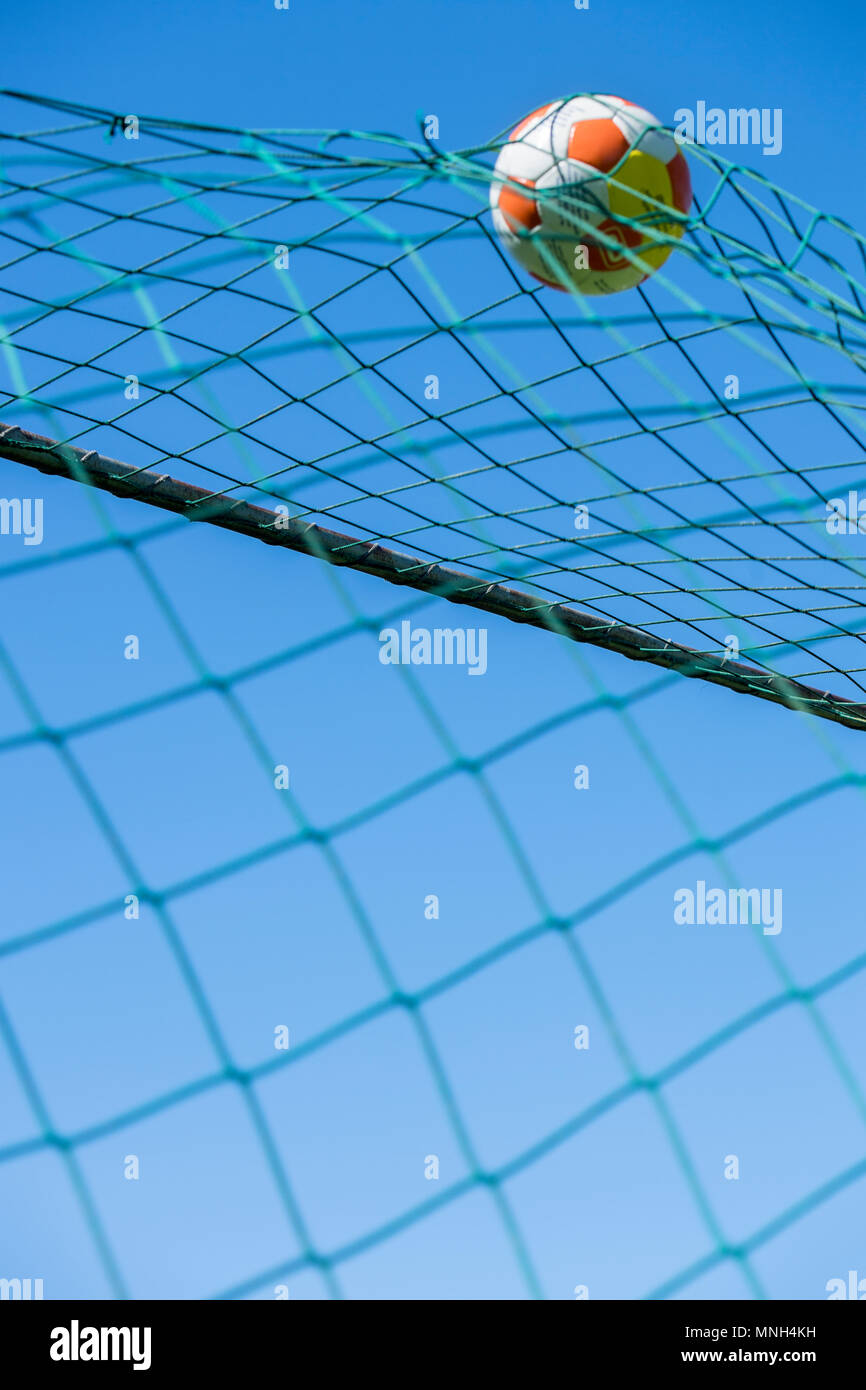 Soccer ball hitting net High Resolution Stock Photography and Images ...