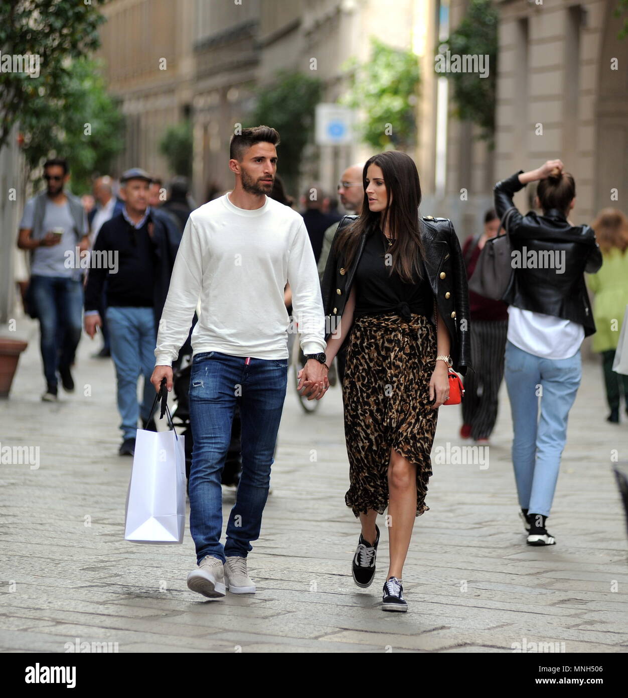 Fabio Borini and wife Erin out shopping in Milan, Italy. Featuring ...