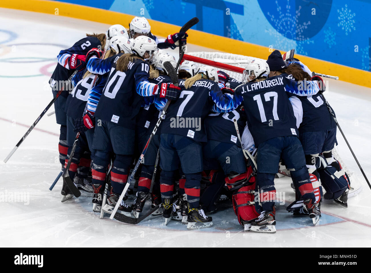 Team USA during USA-FInland Women's Hockey competition at the Olympic ...