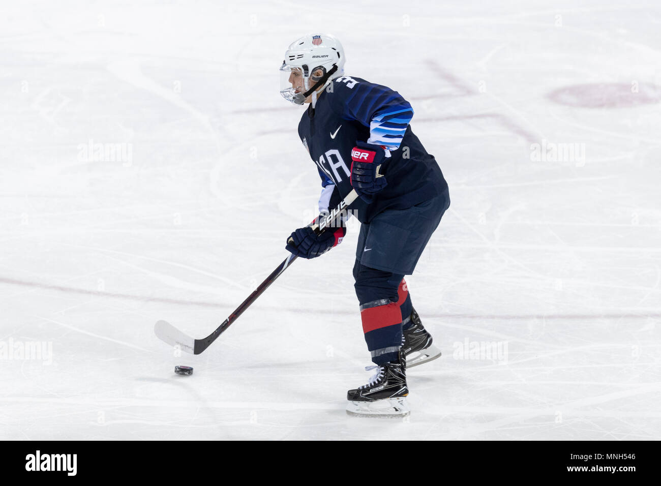 Cayla Barnes (USA) #3 during USA-FInland Women's Hockey competition at ...