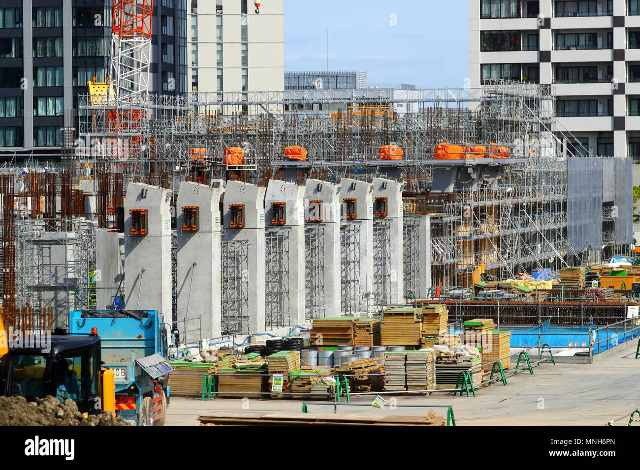 Construction continues on the site of Ariake Arena for the Tokyo 2020 ...