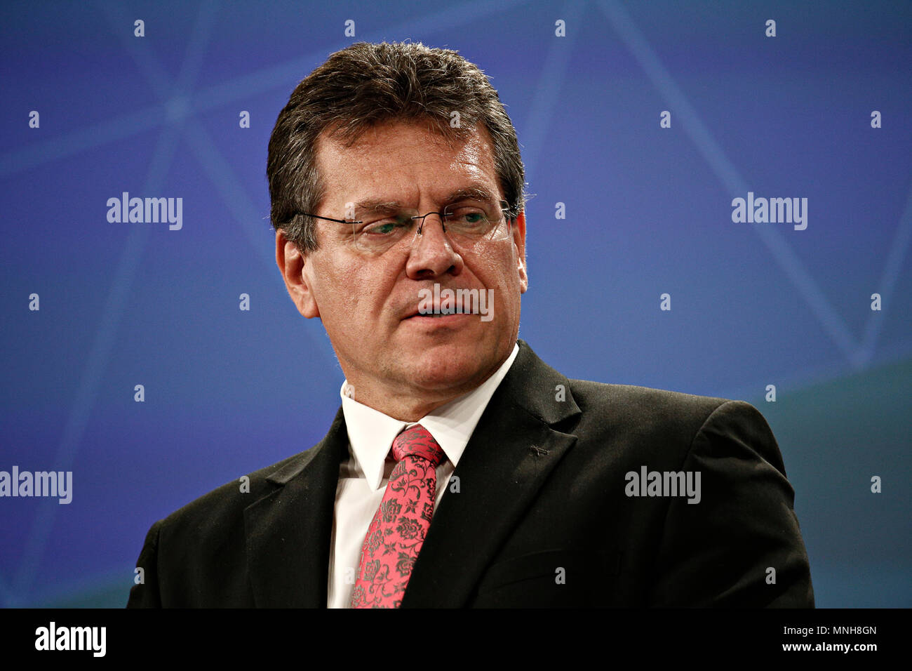 Brussels, Belgium. 17th May 2018. Press statement by EU Commisioner ...