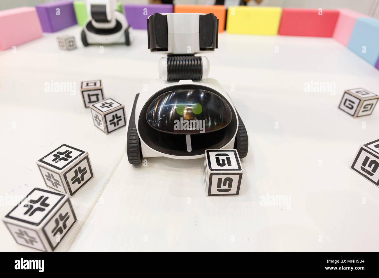 Tokyo, Japan. 17th May, 2018. A robot Gomer on display during the ...