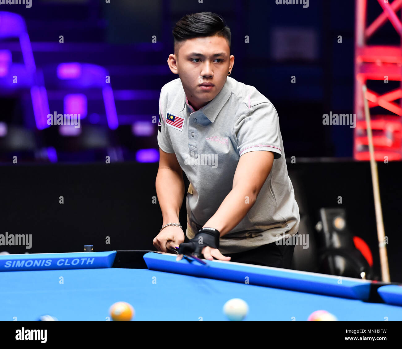 Shanghai, China. 17th May, 2018. Malaysia's Muhammad Almie during WORLD CUP of POOL 2018: Round ...