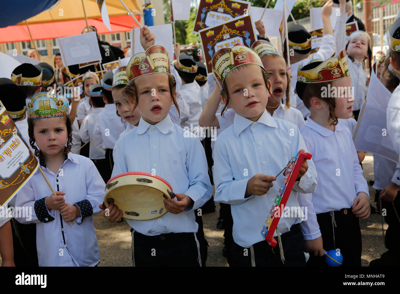Rehovot, Israel. 17th May, 2018. Ultra orthodox Jewish kids march in ...