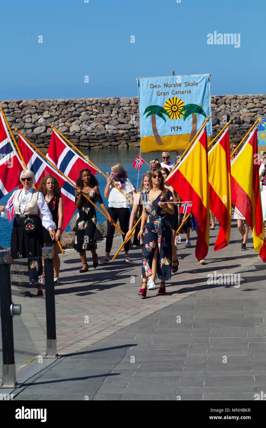 Anfi Del Mar, Gran Canaria. 17 May 2018. Norwegian visitors to Anfi Del ...