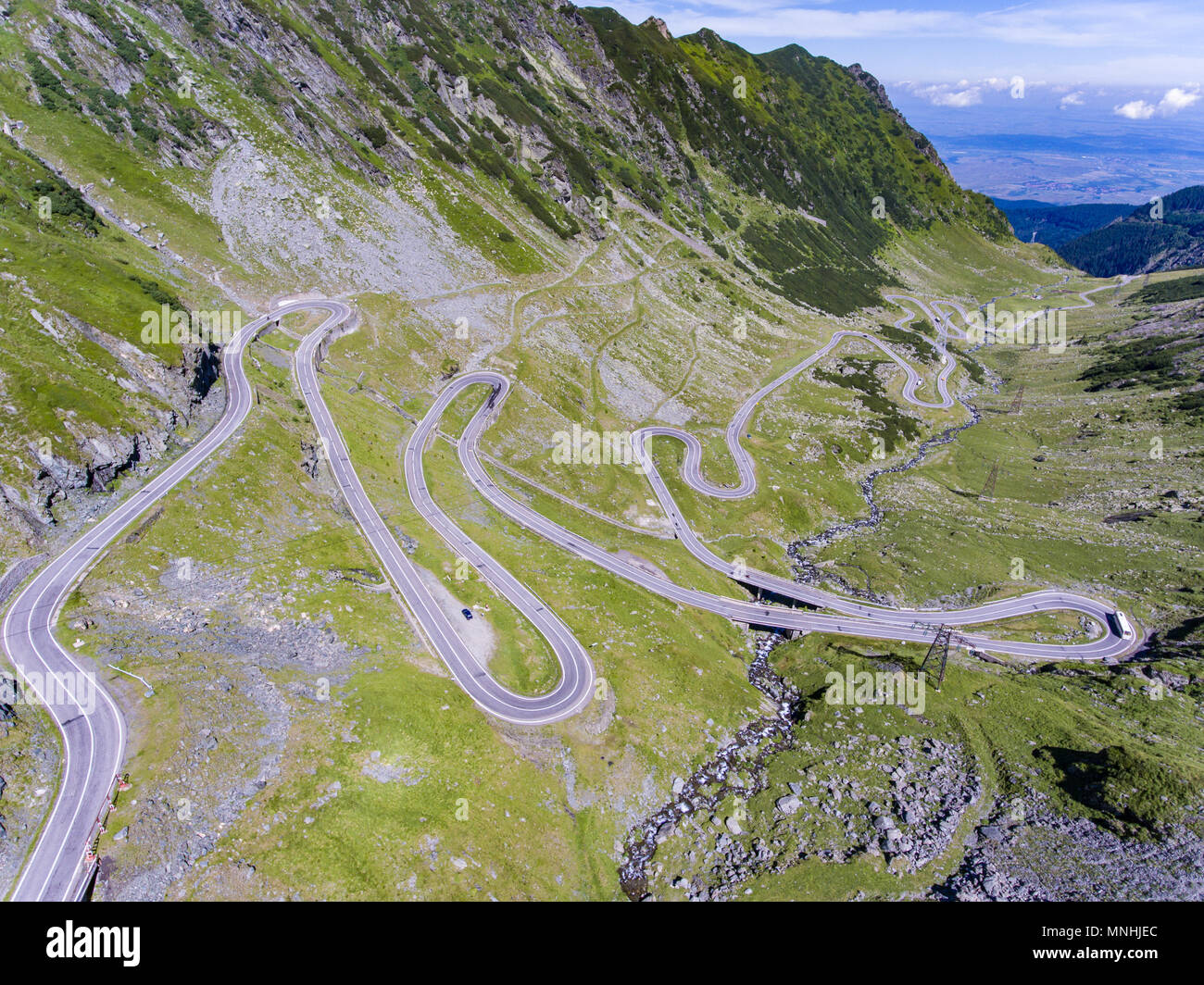 Transfagarasan road in up in the mountains in Transylvania Romania ...