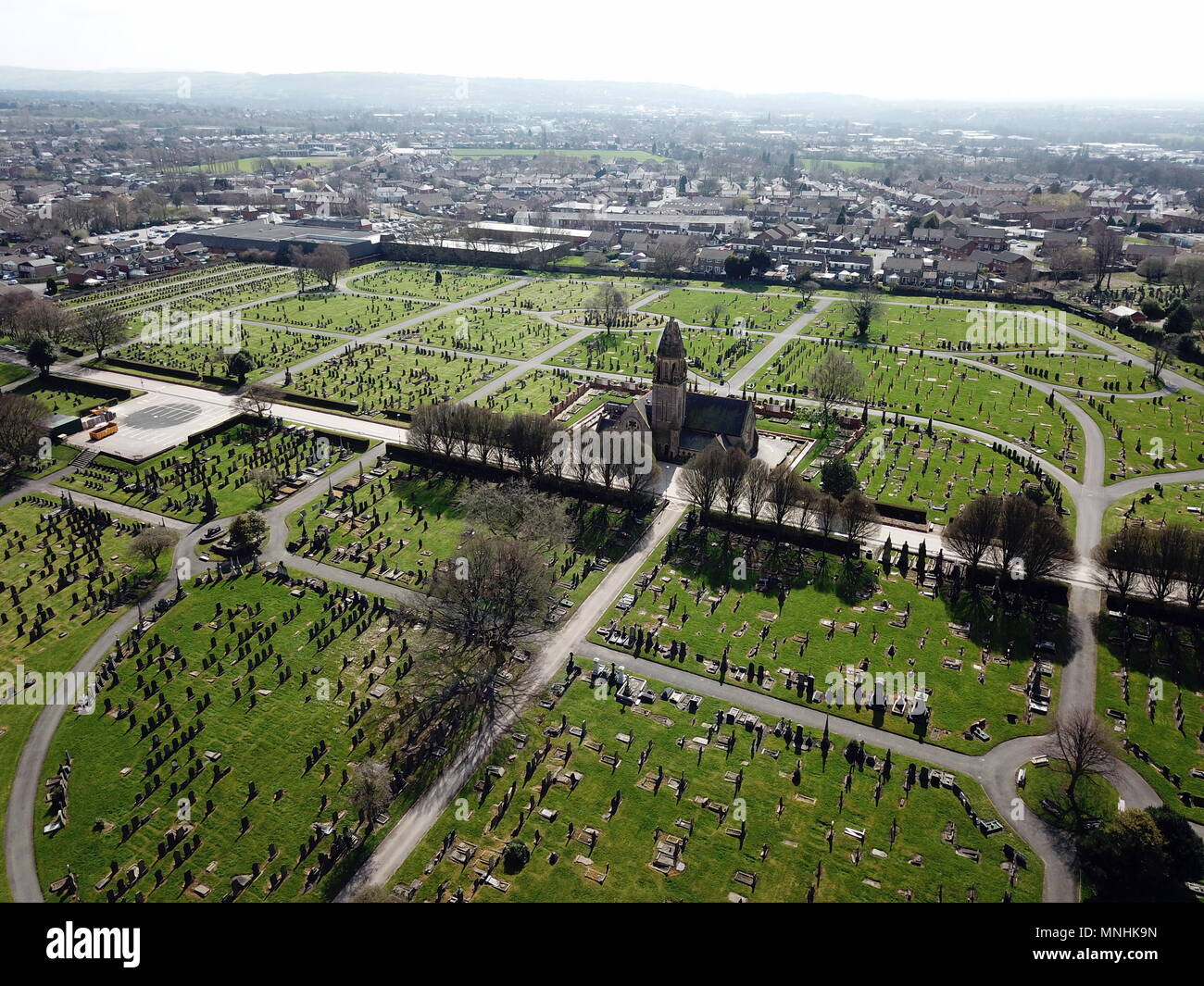 Large Church Yard with Church Stock Photo - Alamy