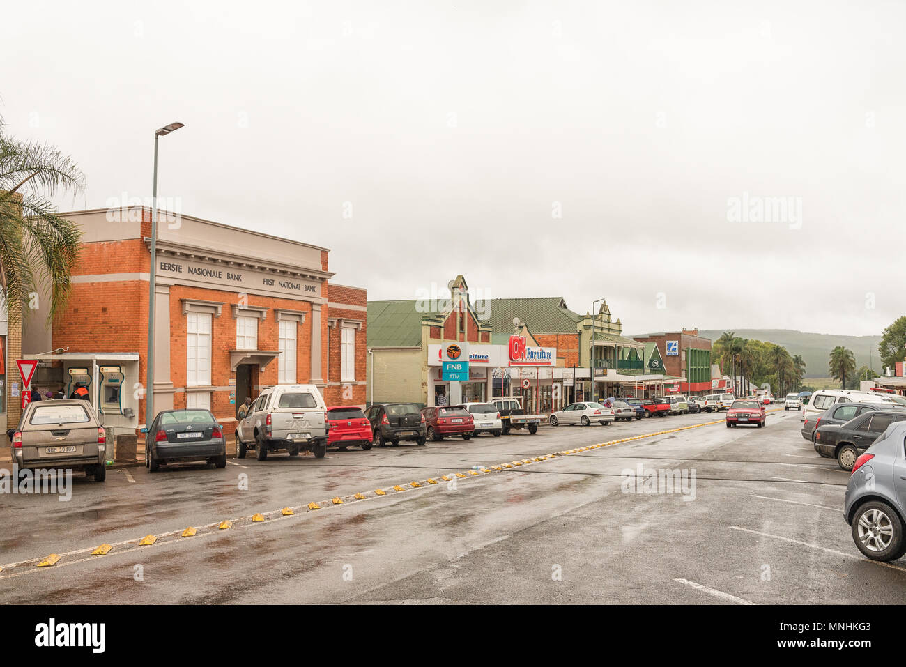 GREYTOWN, SOUTH AFRICA - MARCH 22, 2018: A street scene on a rainy day ...