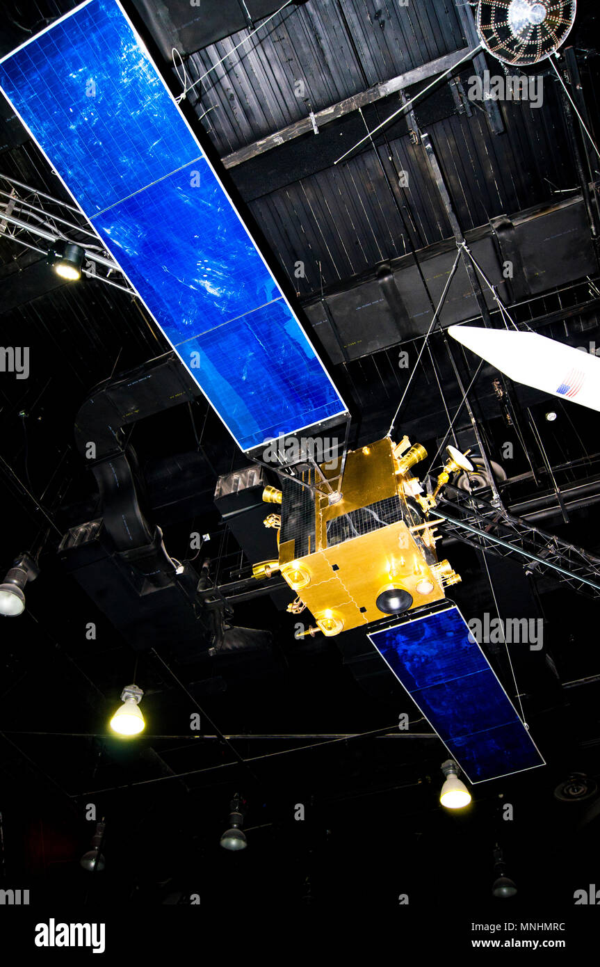 A model of a Chinese communications satellite on display at the China ...
