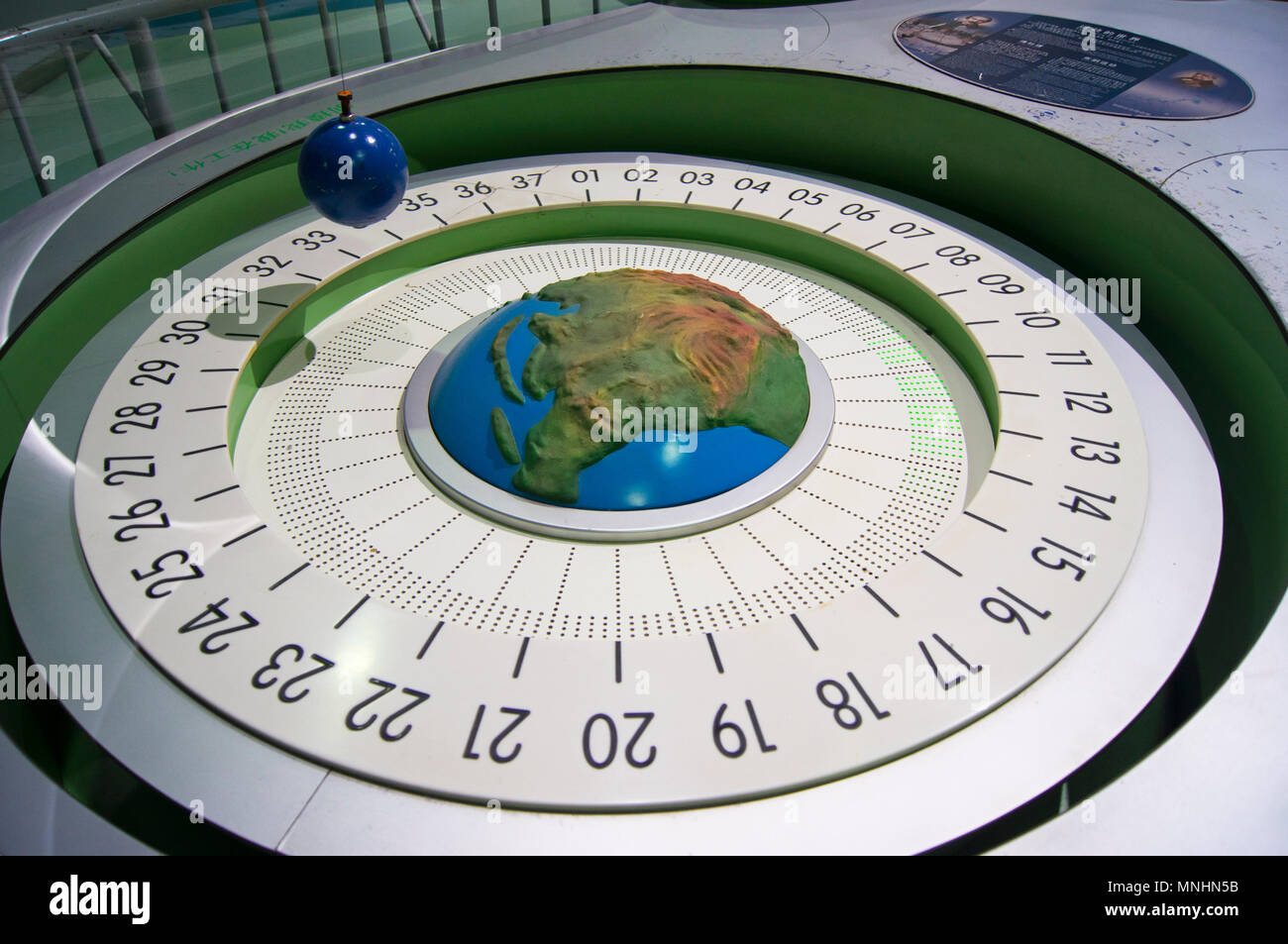 A Foucault Pendulum display at the China Science and Technology Museum ...