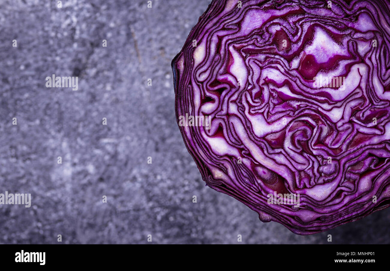 Cut red cabbage. Top view Stock Photo - Alamy