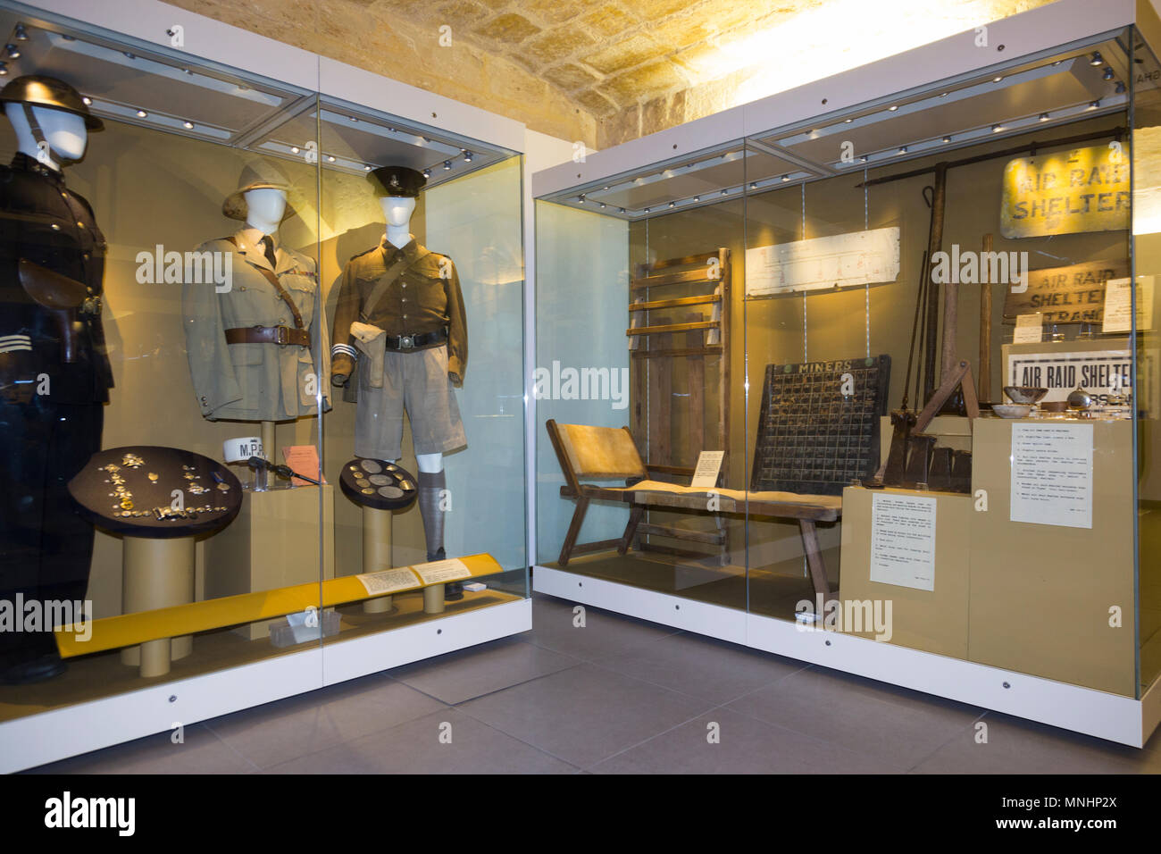 Exhibit / display of exhibits inside glass cases; part of the ...