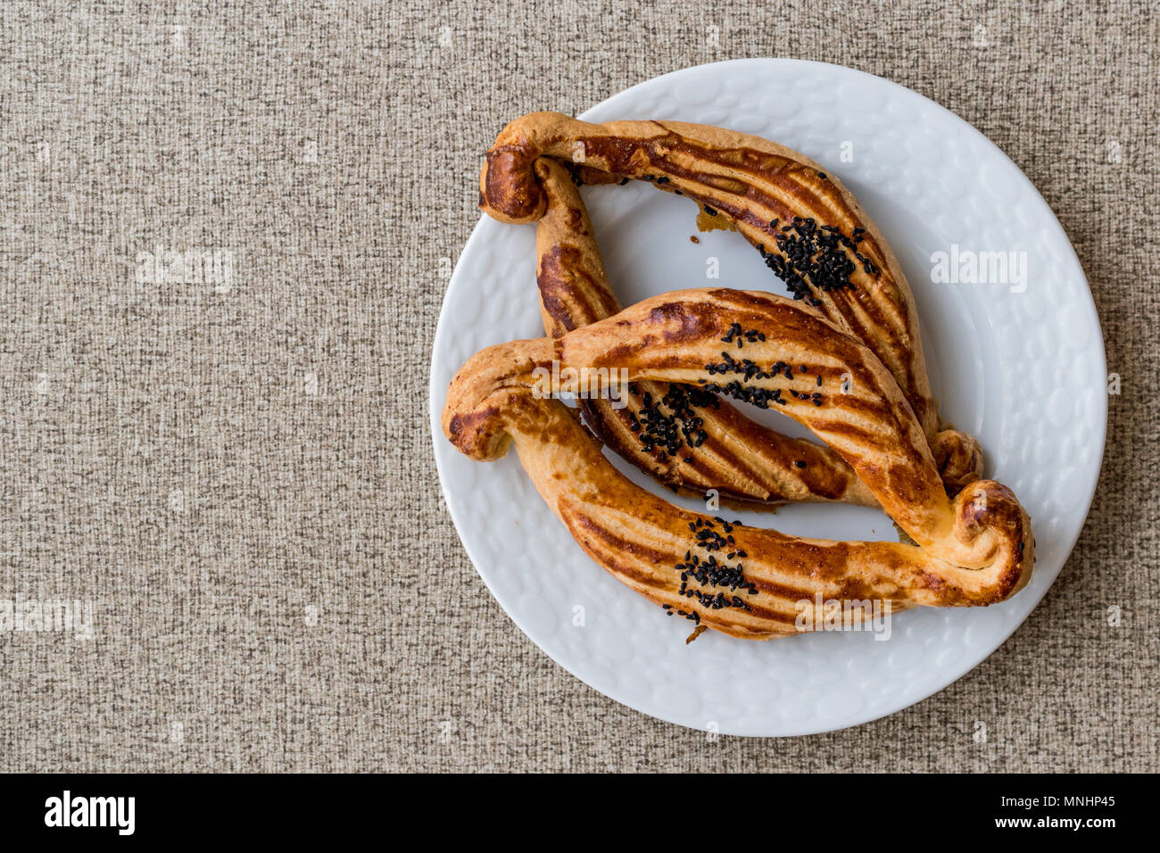 Turkish Salty Pastry Catal with black cumin. Turkish Cookie Stock Photo ...