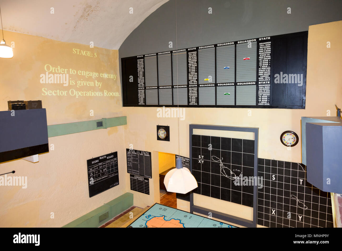 RAF Sector Operations Room / Fighter Control Room with map / radar ...