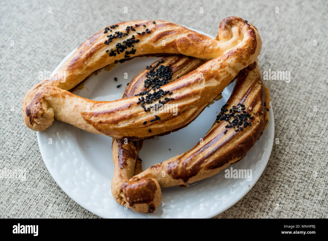 Turkish Salty Pastry Catal with black cumin. Turkish Cookie Stock Photo ...