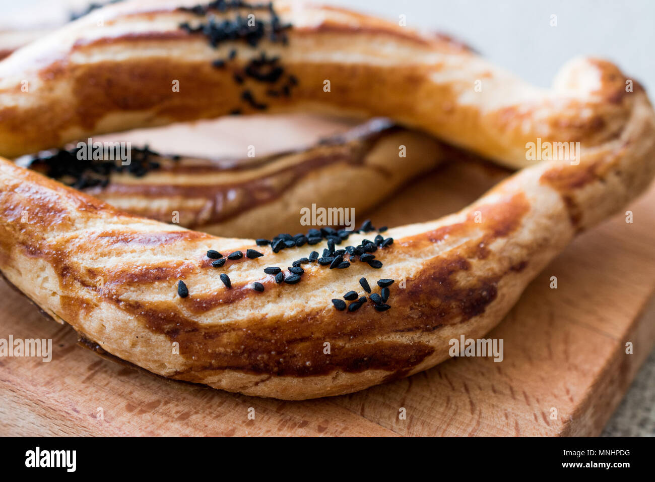 Turkish Salty Pastry Catal with black cumin. Turkish Cookie Stock Photo ...