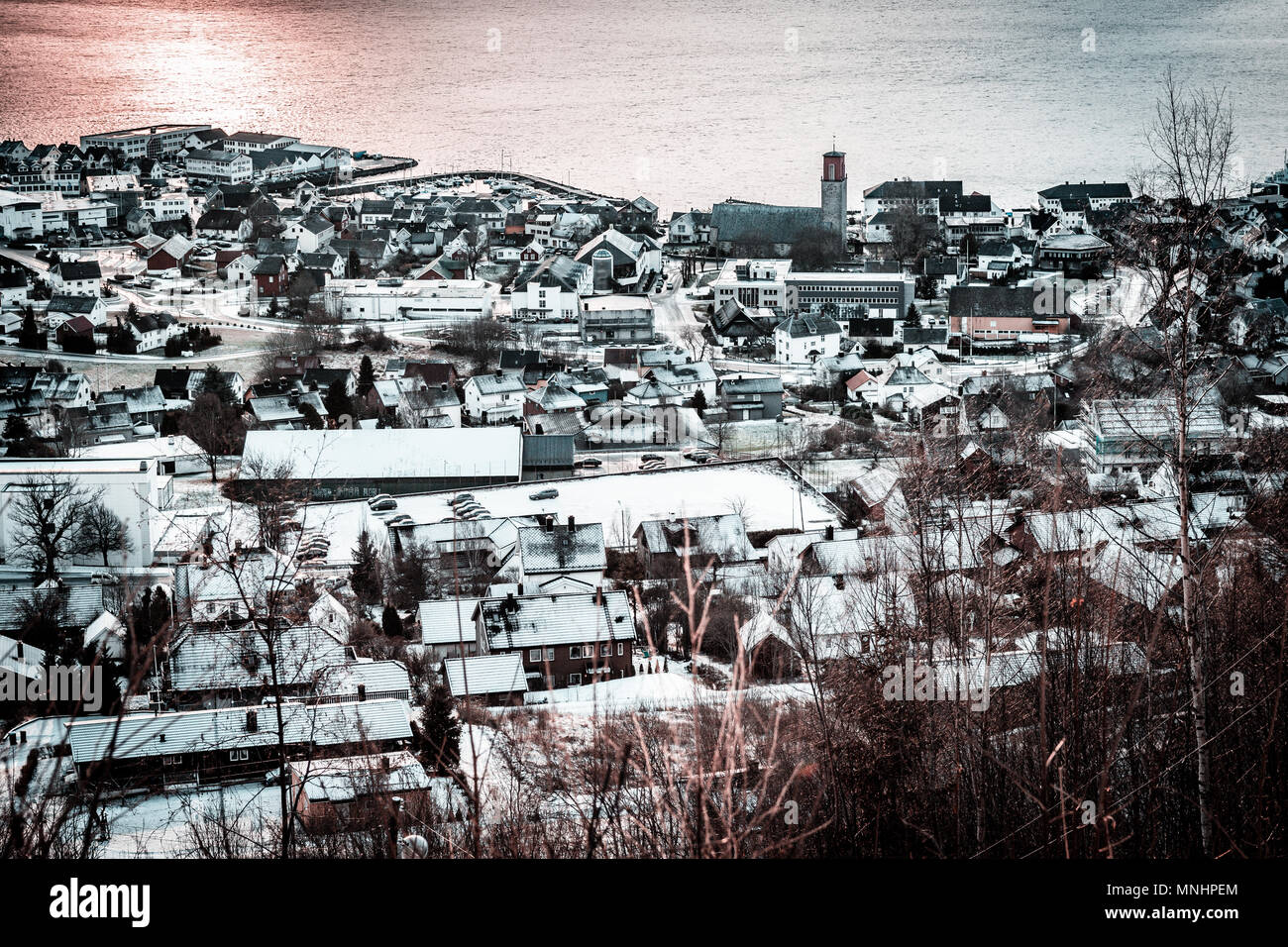 Volda (norway) in winter, aerial View Stock Photo - Alamy