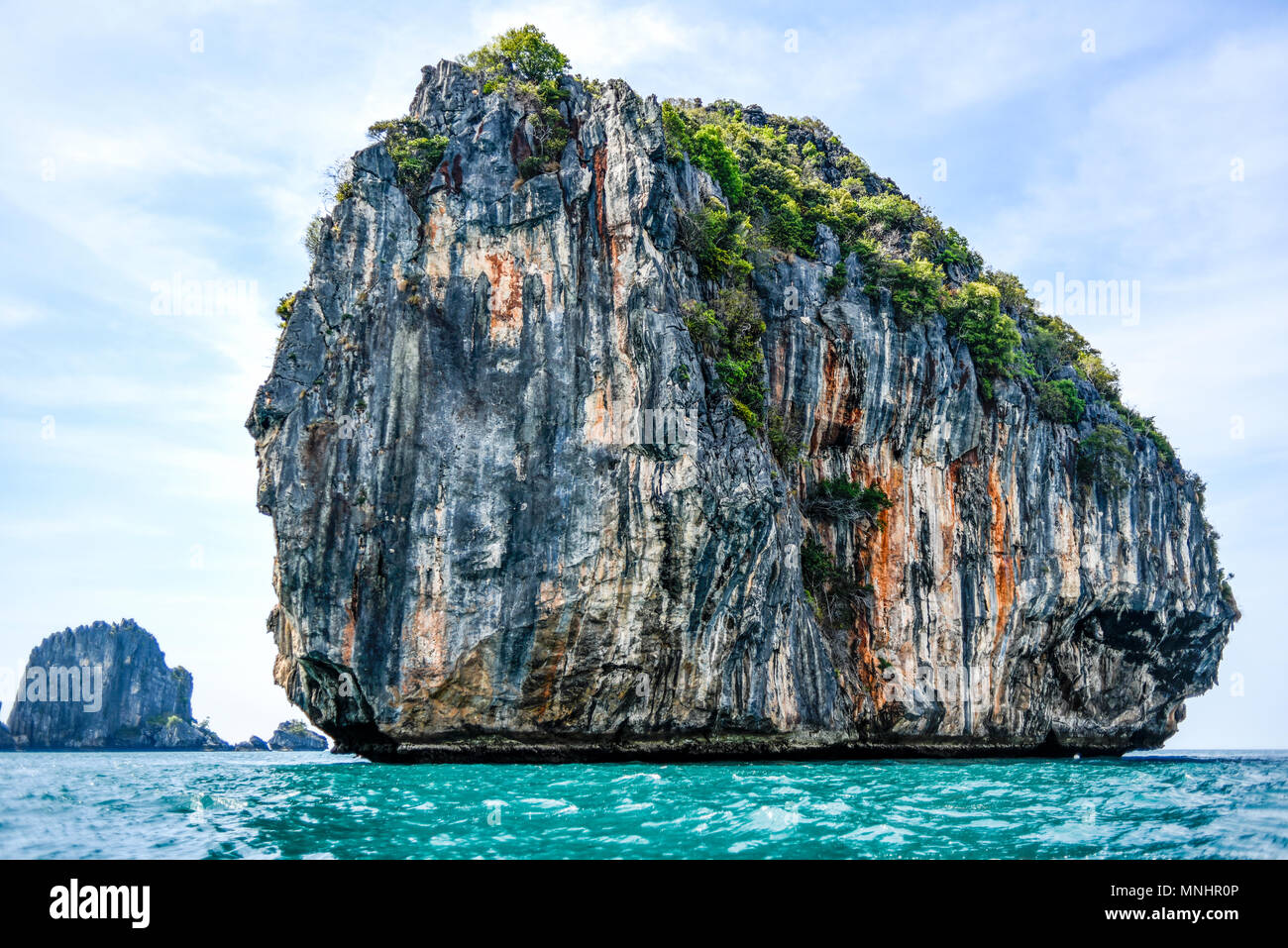 Thai lonely island on the Andaman sea. Limestone rocks on the sea Stock ...