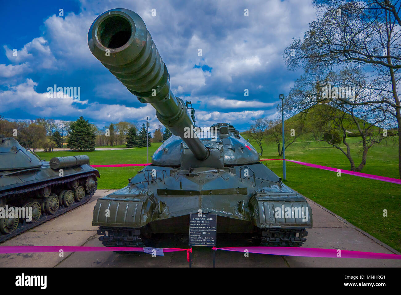 MINSK, BELARUS - MAY 01, 2018: Huge tank, militar vehicle, located at ...