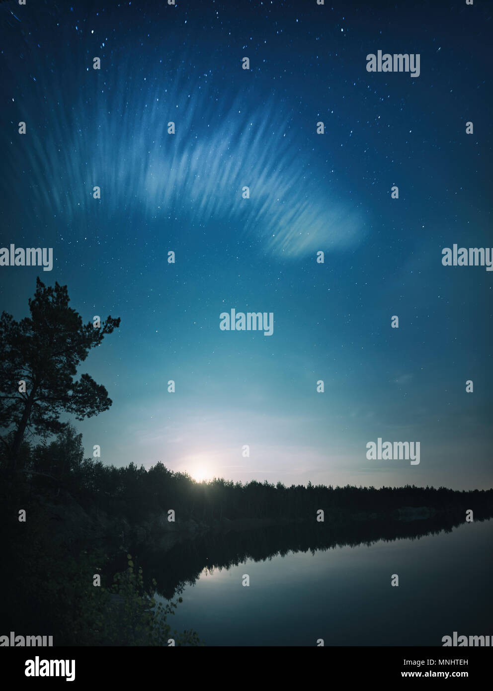 Lake at night Stock Photo - Alamy