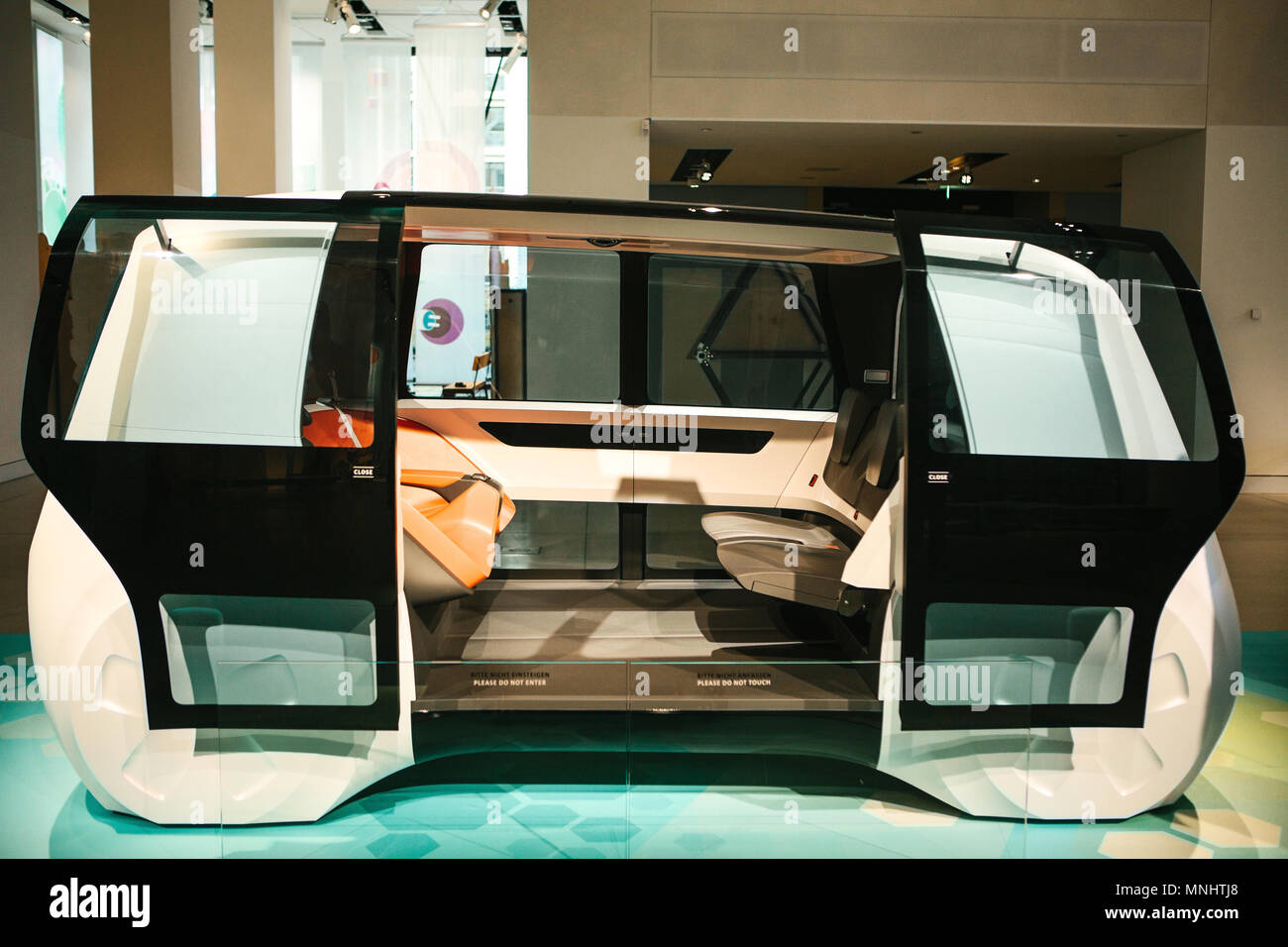 Berlin, Germany 15 February 2018: Auto show Volkswagen group forum. A ...