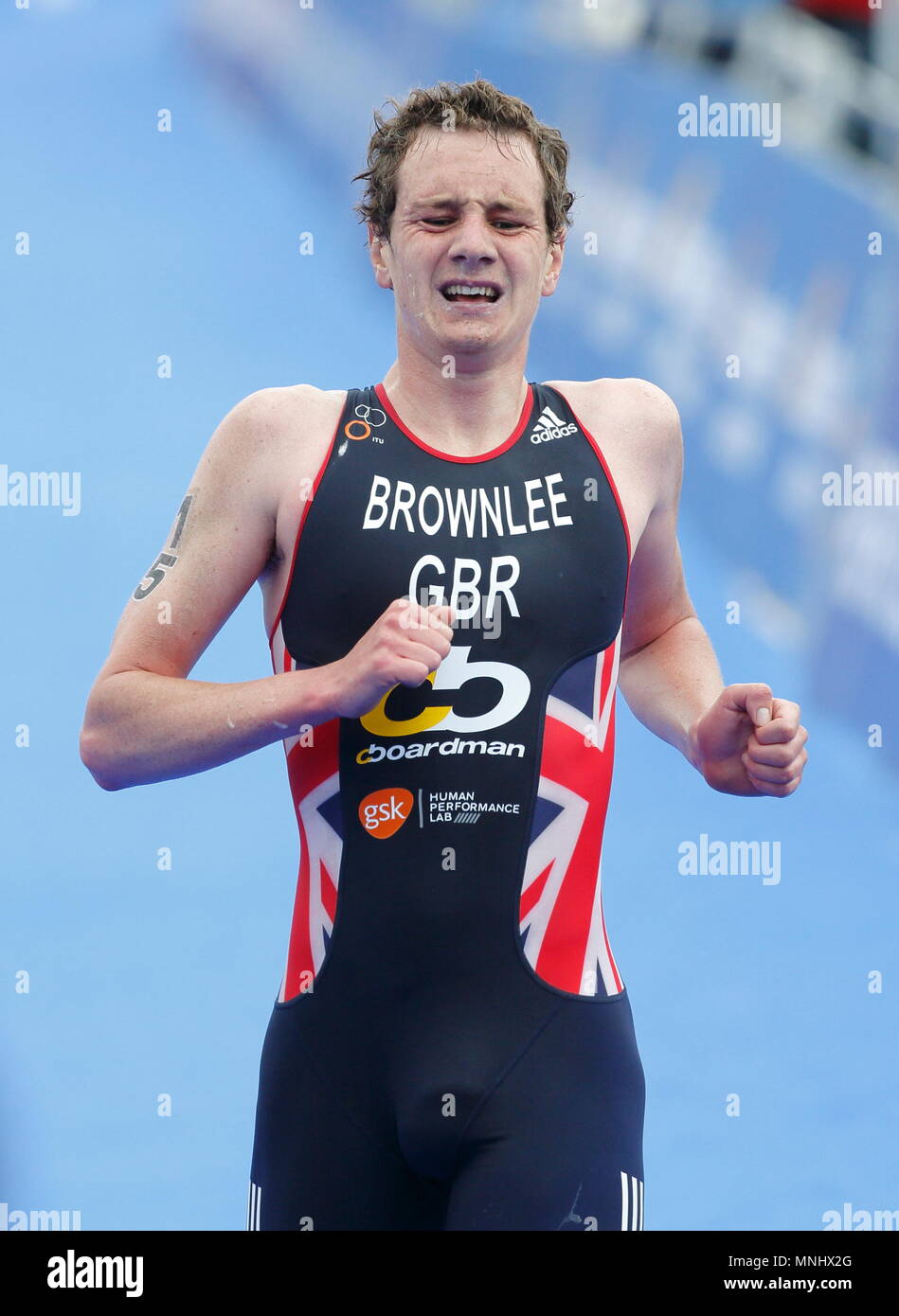 Olympic champion Alistair Brownlee finishing 4th during the Elite Men's ...