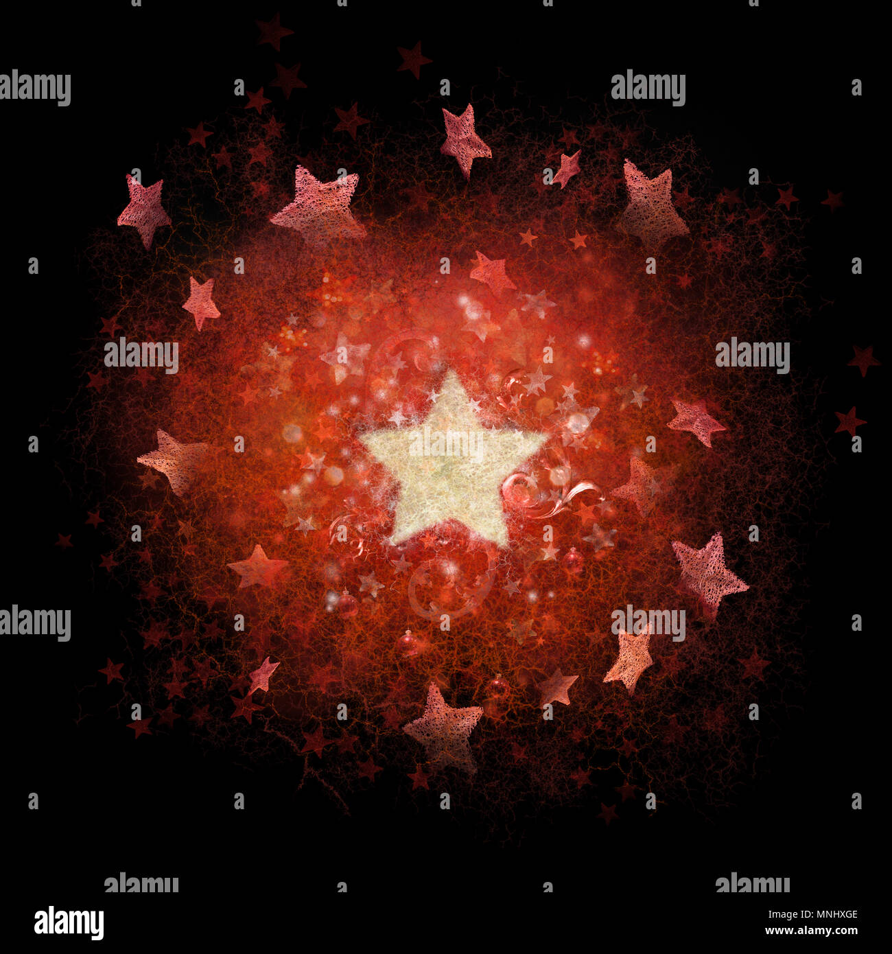 Layered red and white stars background with subtle line structures ...