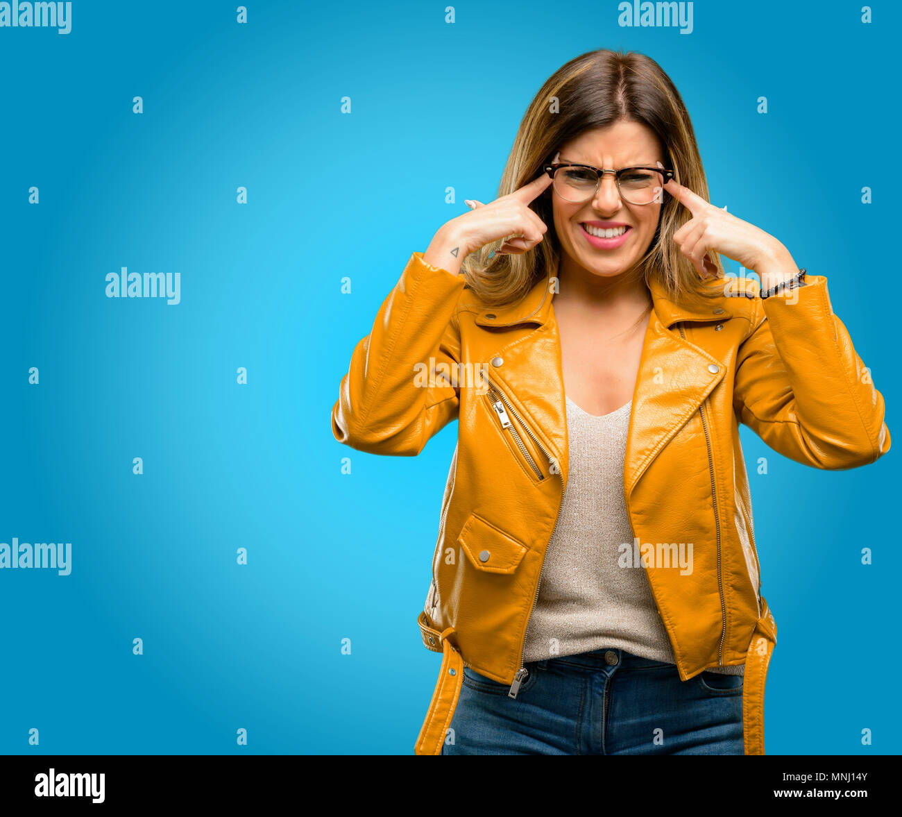 Beautiful young woman doubt expression, confuse and wonder concept ...