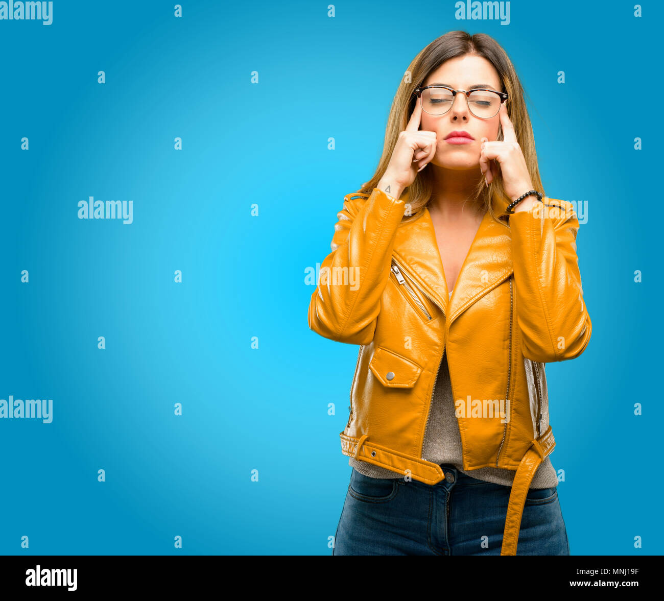 Beautiful young woman doubt expression, confuse and wonder concept ...