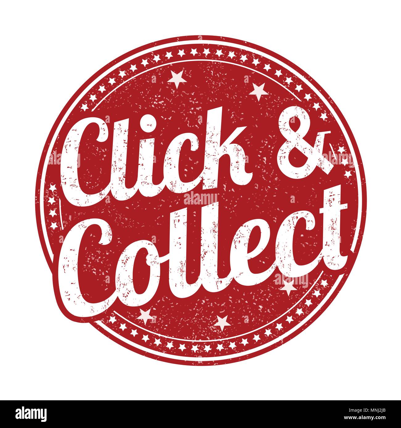 Click and collect grunge rubber stamp on white background, vector ...
