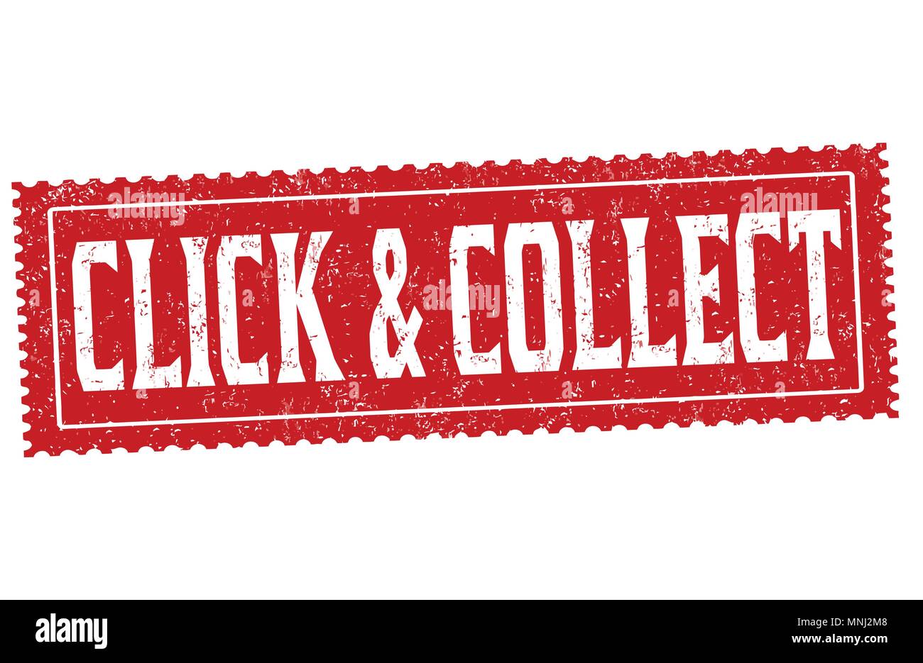 Click and collect grunge rubber stamp on white background, vector ...
