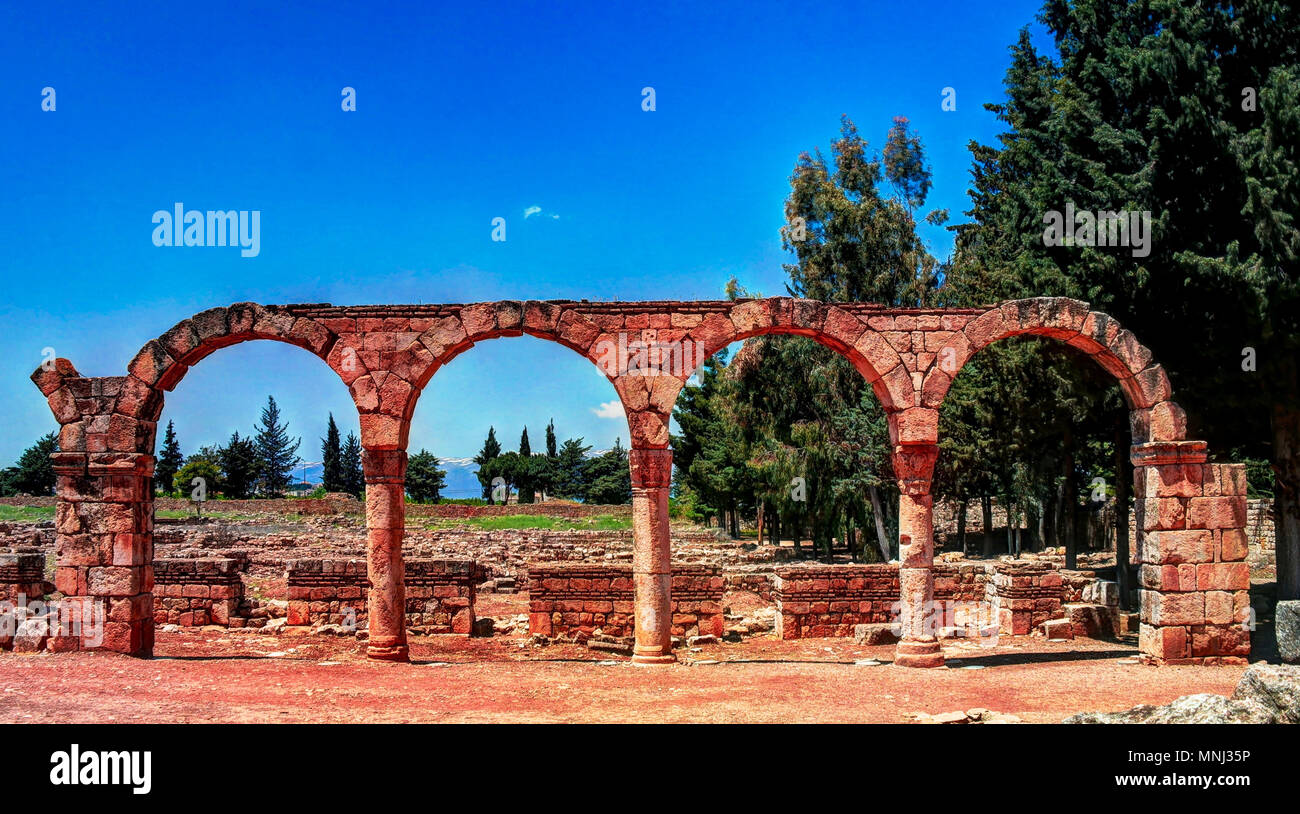 Ruins of ancient city Anjar in Bekaa valley, Lebanon Stock Photo - Alamy