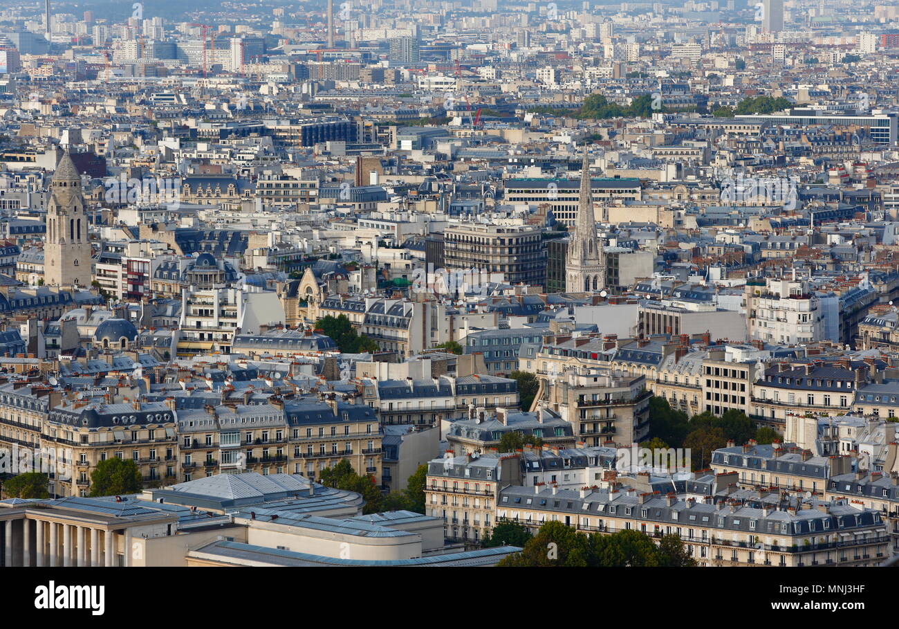 Parisienne architectural style amid the rooftops of the Paris city ...