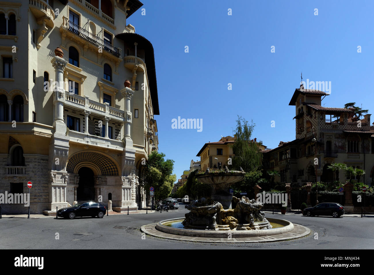 Piazza Mincio, with the Fontana delle Rane and buildings with an ...