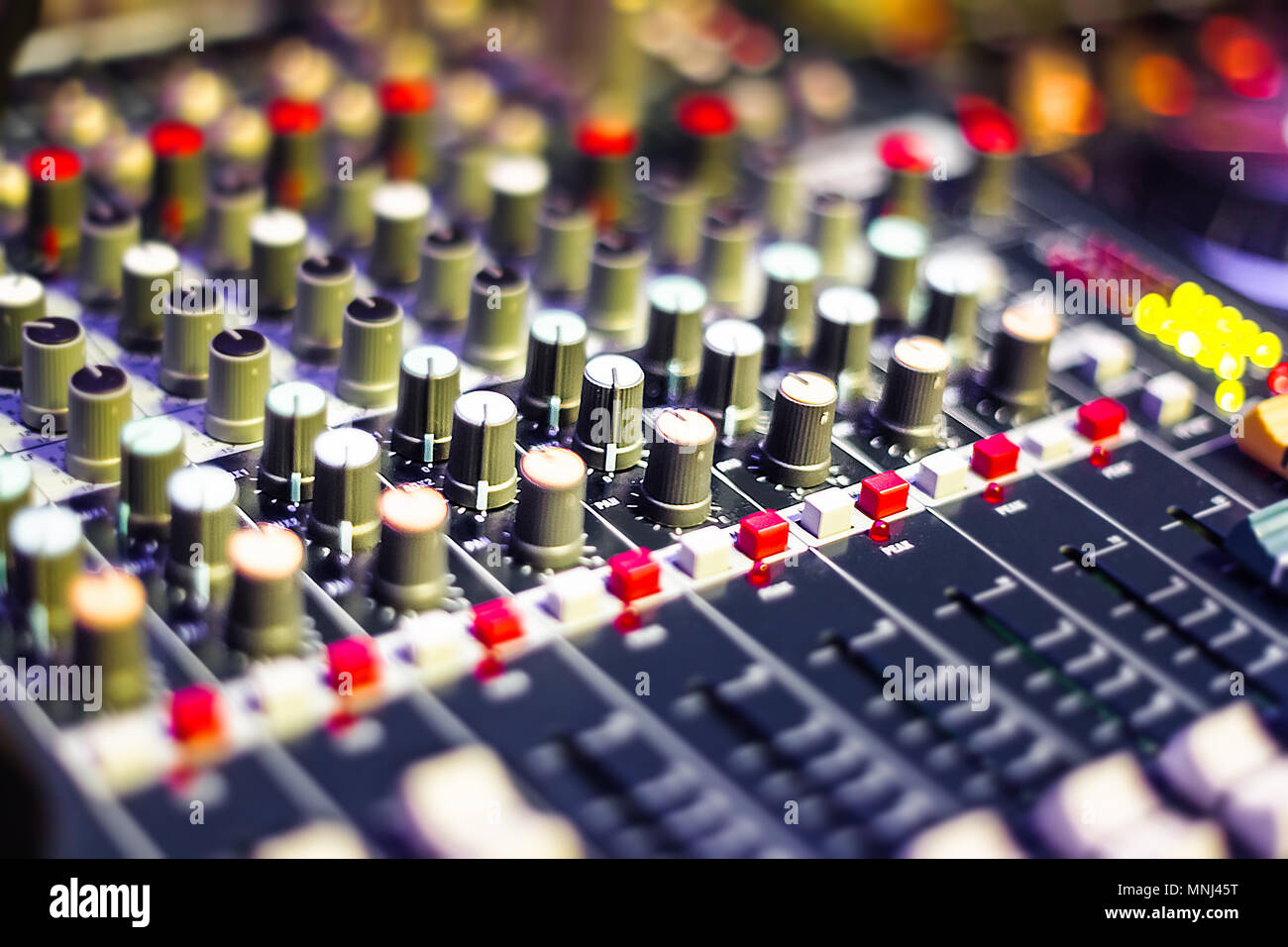 Audio Mixer Control Panel with lots of buttons Stock Photo - Alamy