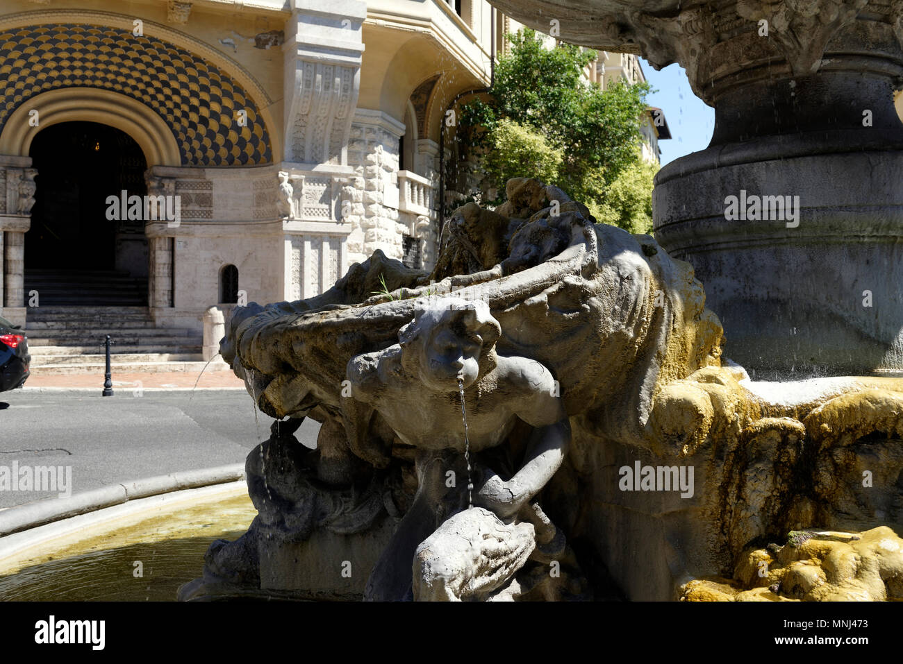 Sprouting head of the Fontana delle Rane (Fountain of the Frogs) in ...
